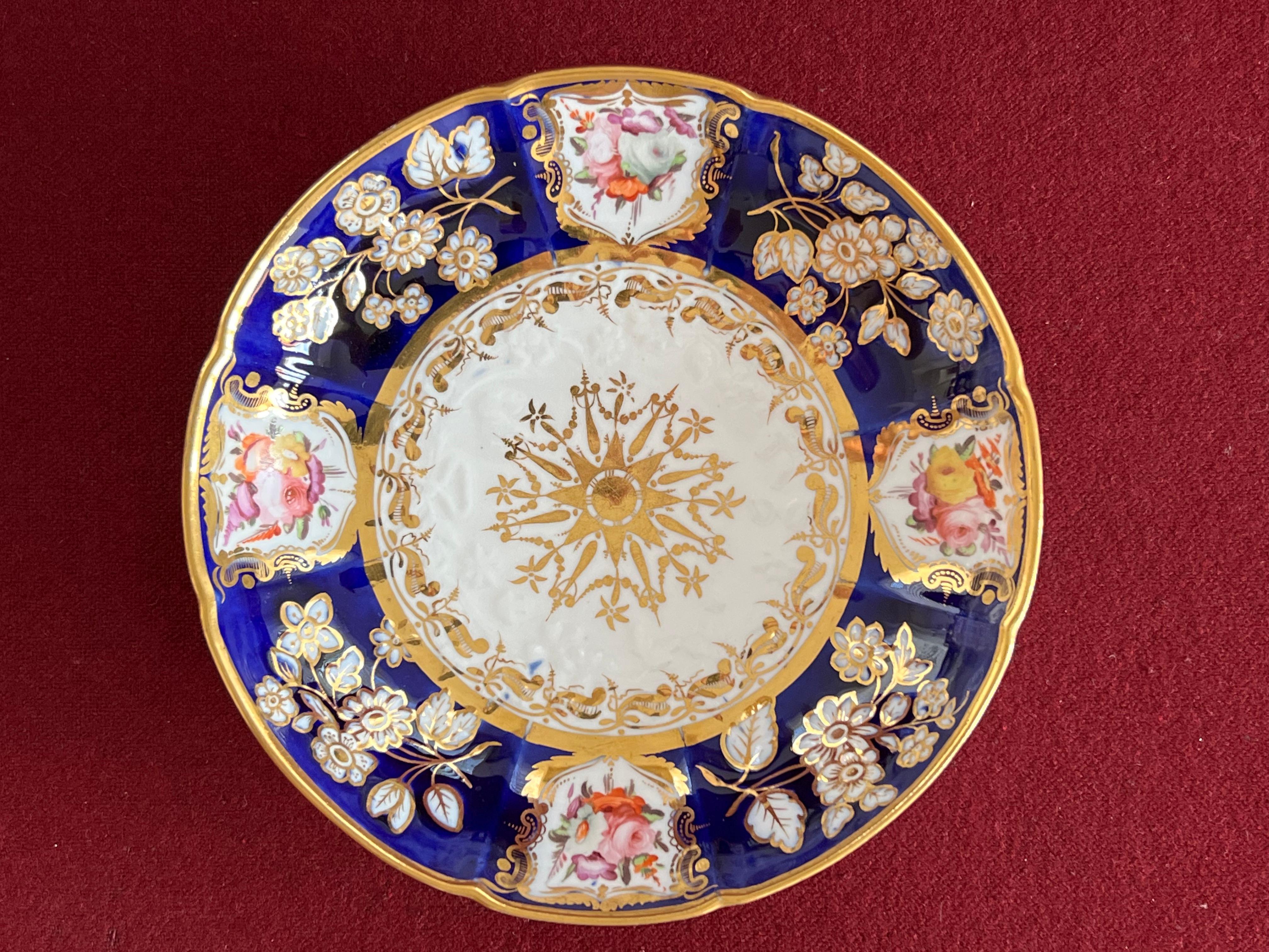 Coalport Porcelain 'New Embossed' Shape Trio, c.1820 at 1stDibs