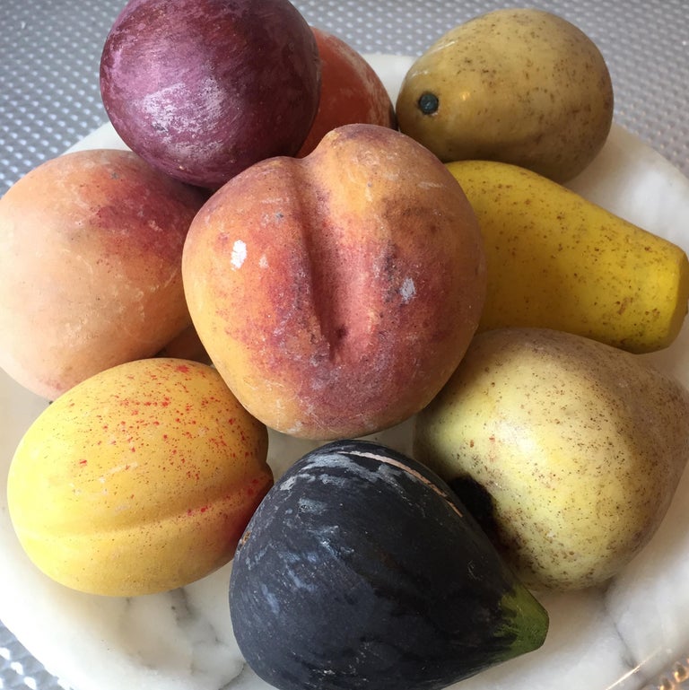 Collection of 19th Century Italian Carved Marble Fruit in a Marble ...
