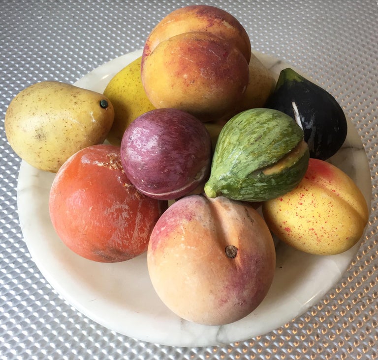 Collection of 19th Century Italian Carved Marble Fruit in a Marble ...