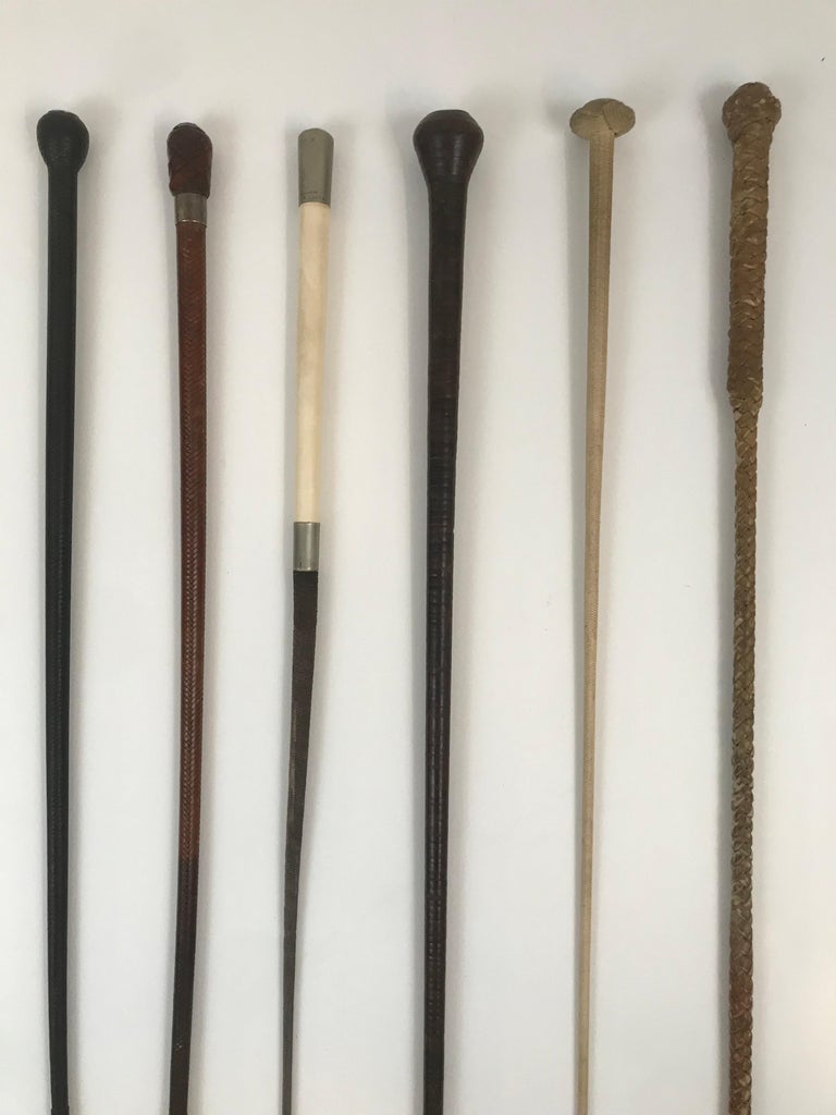 Collection of Six Rare Riding Crops and Swagger Sticks, Including ...