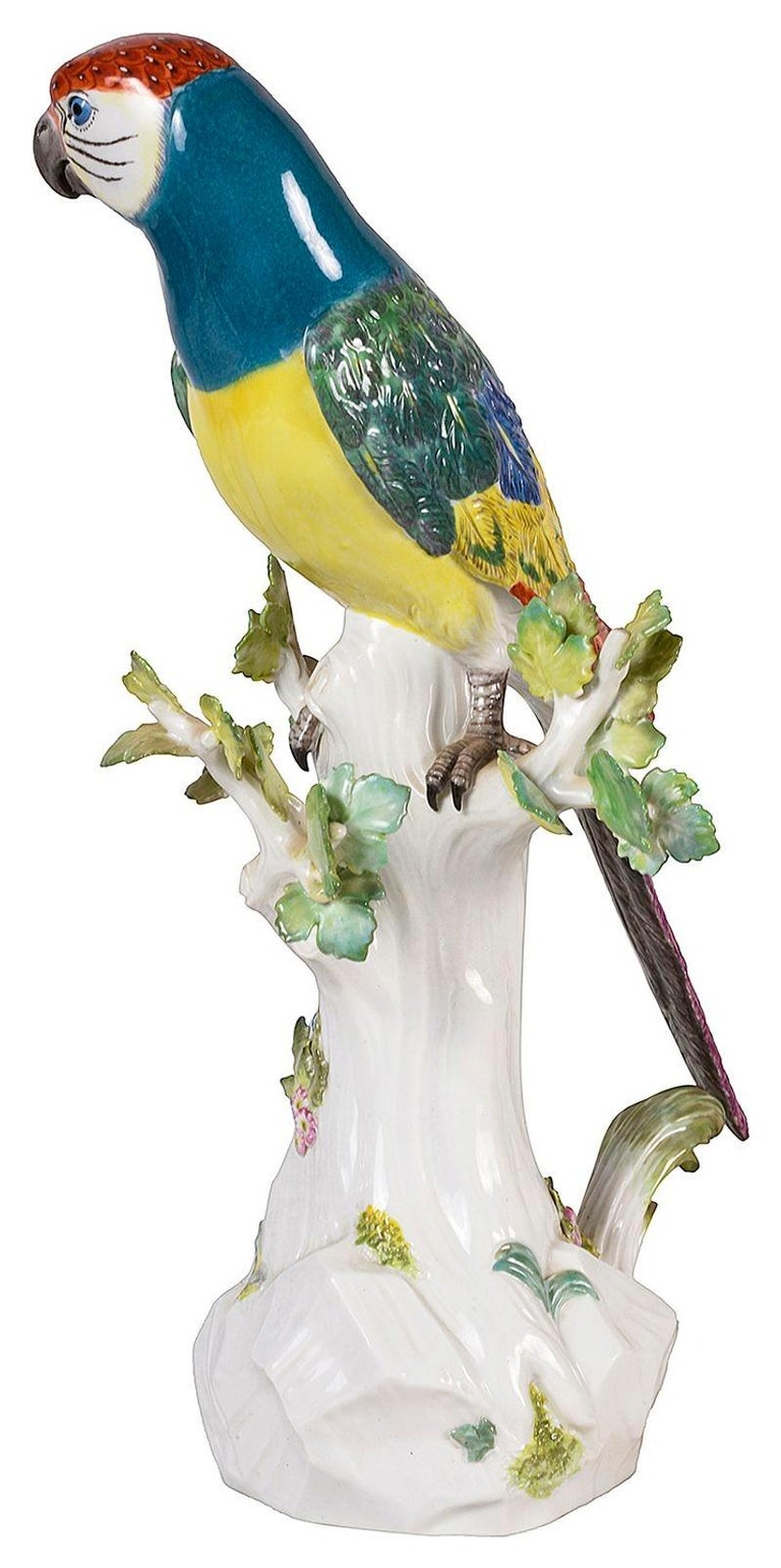 Colourful Meissen Parrot Modelled Perched on a Tree Stump For Sale at ...