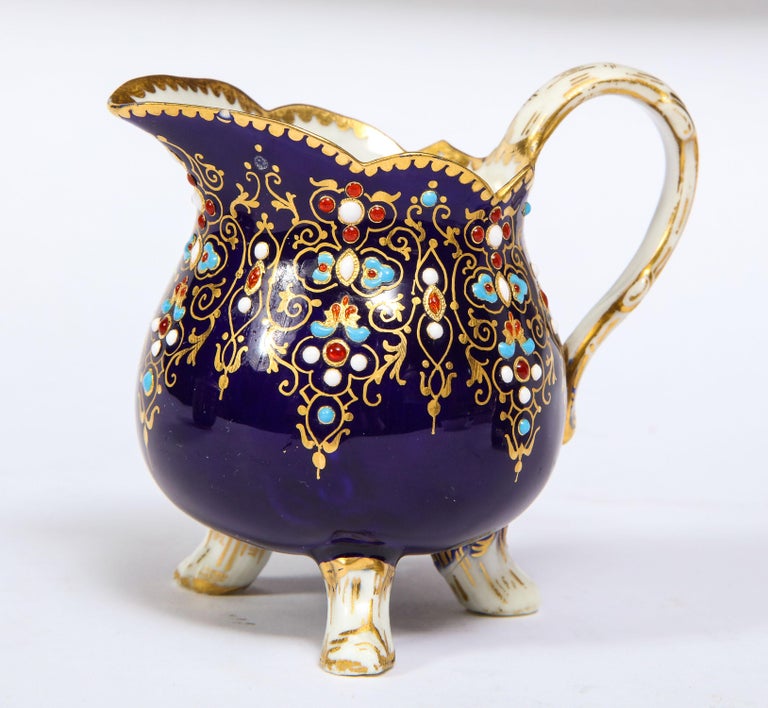 Complete Sevres Porcelain Cobalt Blue, Jeweled, Enameled, and Gilt Tea ...