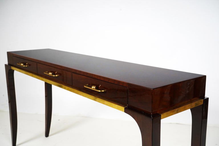 Console with Three Drawers and Curved Legs, with Brass Trimming For ...