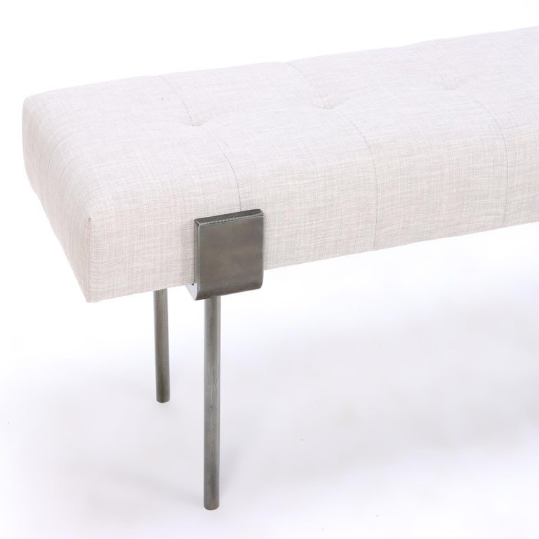 An upholstered iron bench with bronze patina wrap design. Contemporary ...