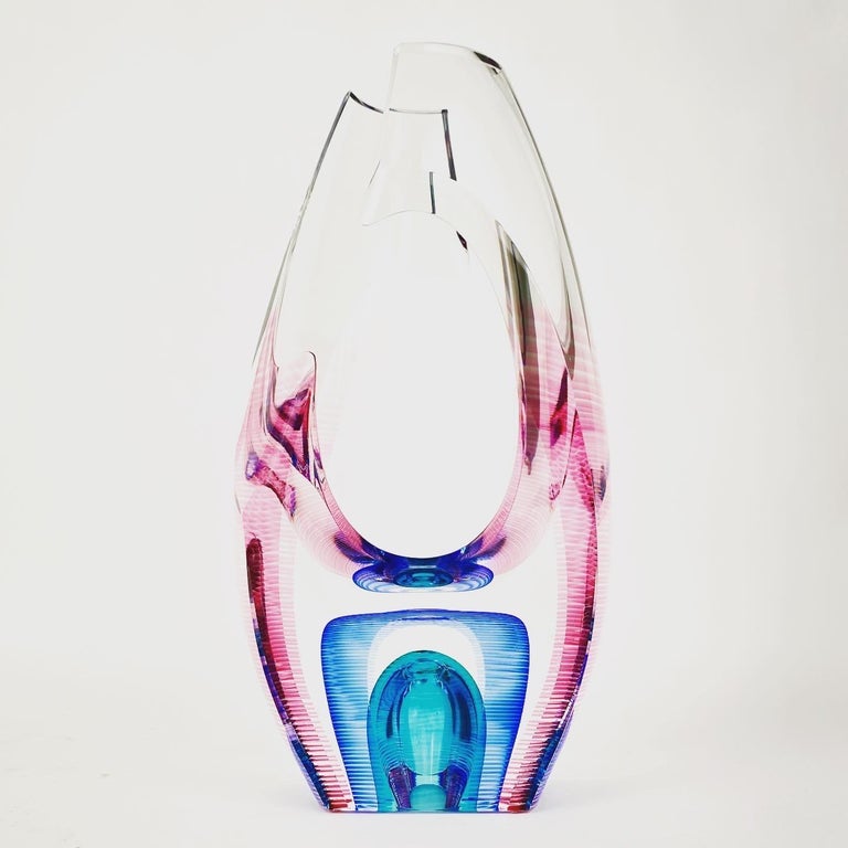 Contemporary Glass “Vortex" Sculptural Vase by, Kit Karbler and Michael ...