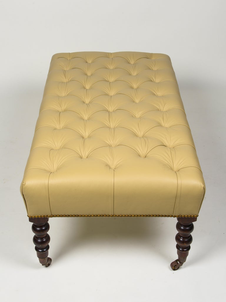 Contemporary Leather Upholstered Ottoman For Sale at 1stDibs