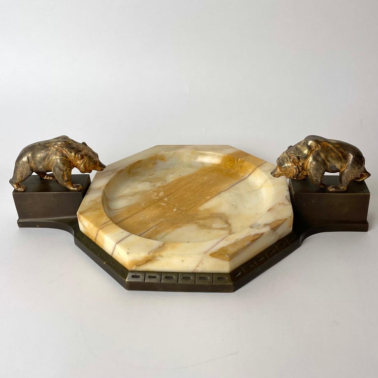 Cool Dish in Marble and Bronze, Art Deco, 1920s For Sale at 1stDibs