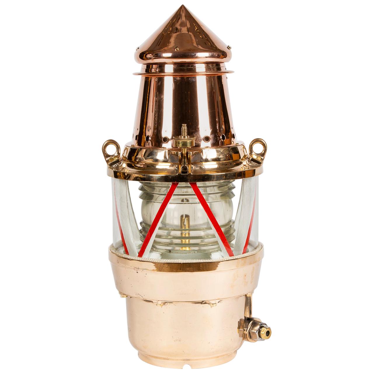 Copper and Brass Ship Deck Light For Sale at 1stDibs