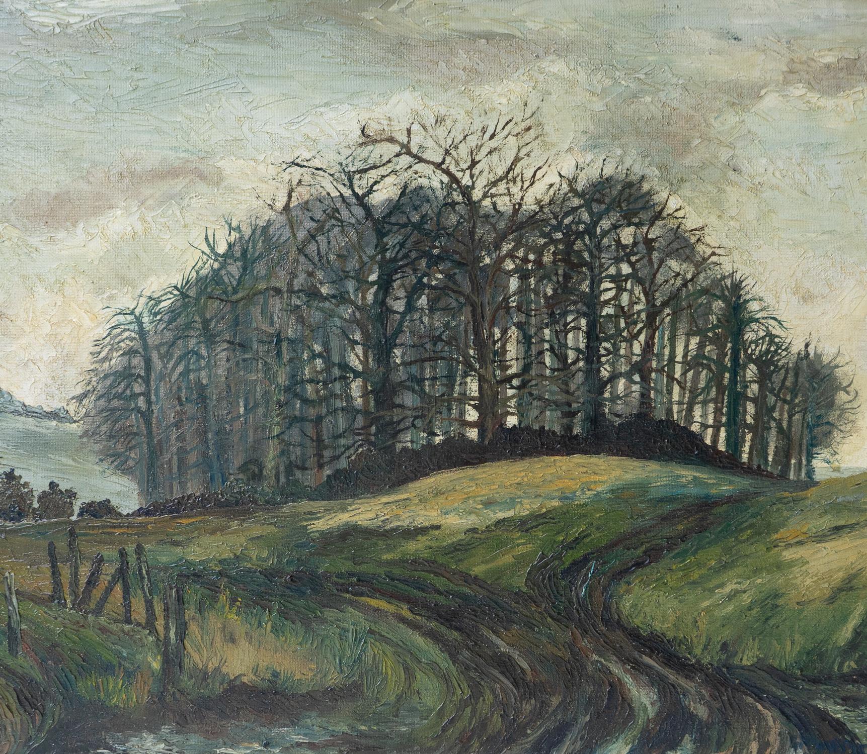 A Copse In Winter Vintage Original Post-War Impressionist Landscape Oil ...
