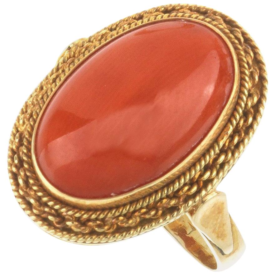 Gold and Coral Ring, Circa 1960 at 1stDibs