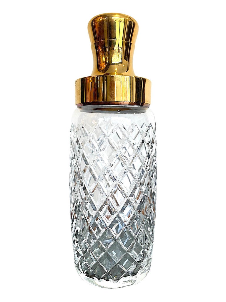 Crystal and Gilt Cocktail Set with Shaker and Six Matching Gilt Edged ...