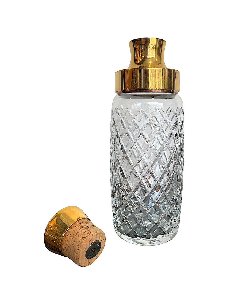 Crystal and Gilt Cocktail Set with Shaker and Six Matching Gilt Edged ...