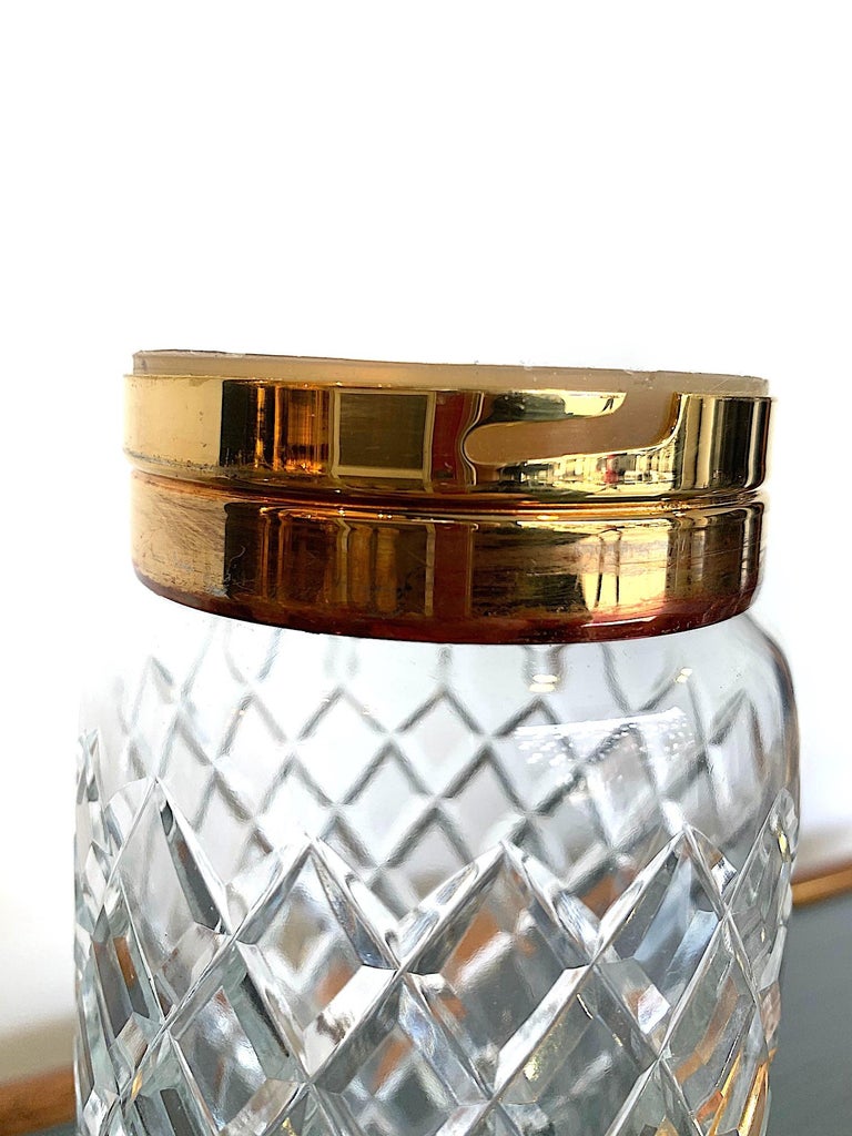 Crystal and Gilt Cocktail Set with Shaker and Six Matching Gilt Edged ...