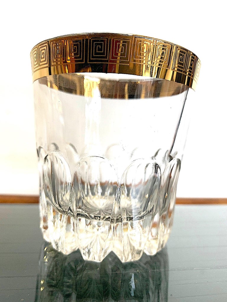 Crystal and Gilt Cocktail Set with Shaker and Six Matching Gilt Edged ...