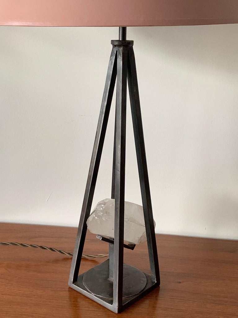 Custom Steel and Rock Crystal Table Lamp For Sale at 1stDibs