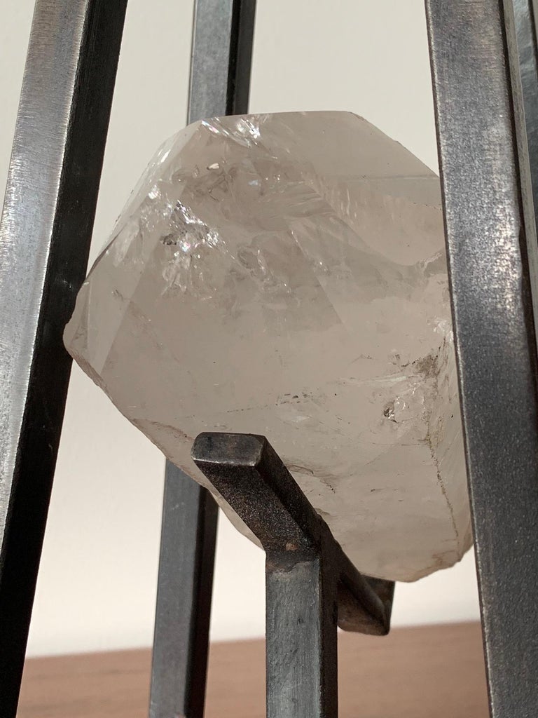 Custom Steel and Rock Crystal Table Lamp For Sale at 1stDibs