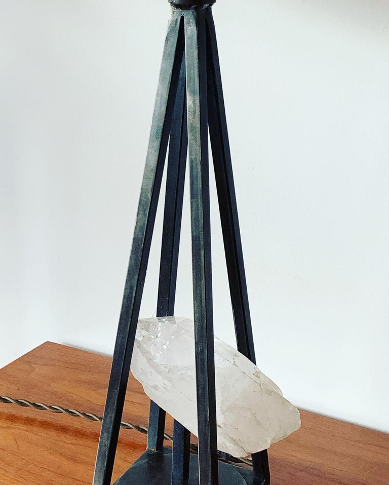 Custom Steel and Rock Crystal Table Lamp For Sale at 1stDibs