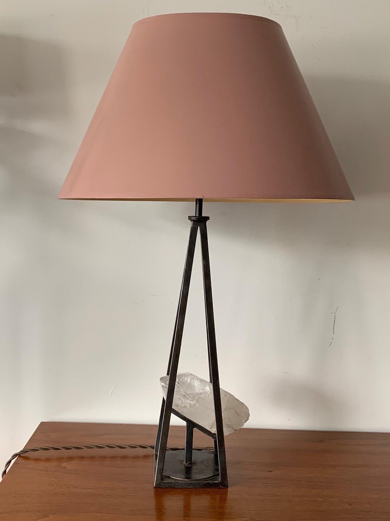 Custom Steel and Rock Crystal Table Lamp For Sale at 1stDibs