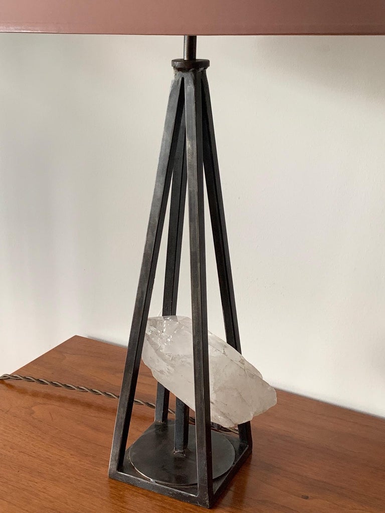 Custom Steel and Rock Crystal Table Lamp For Sale at 1stDibs