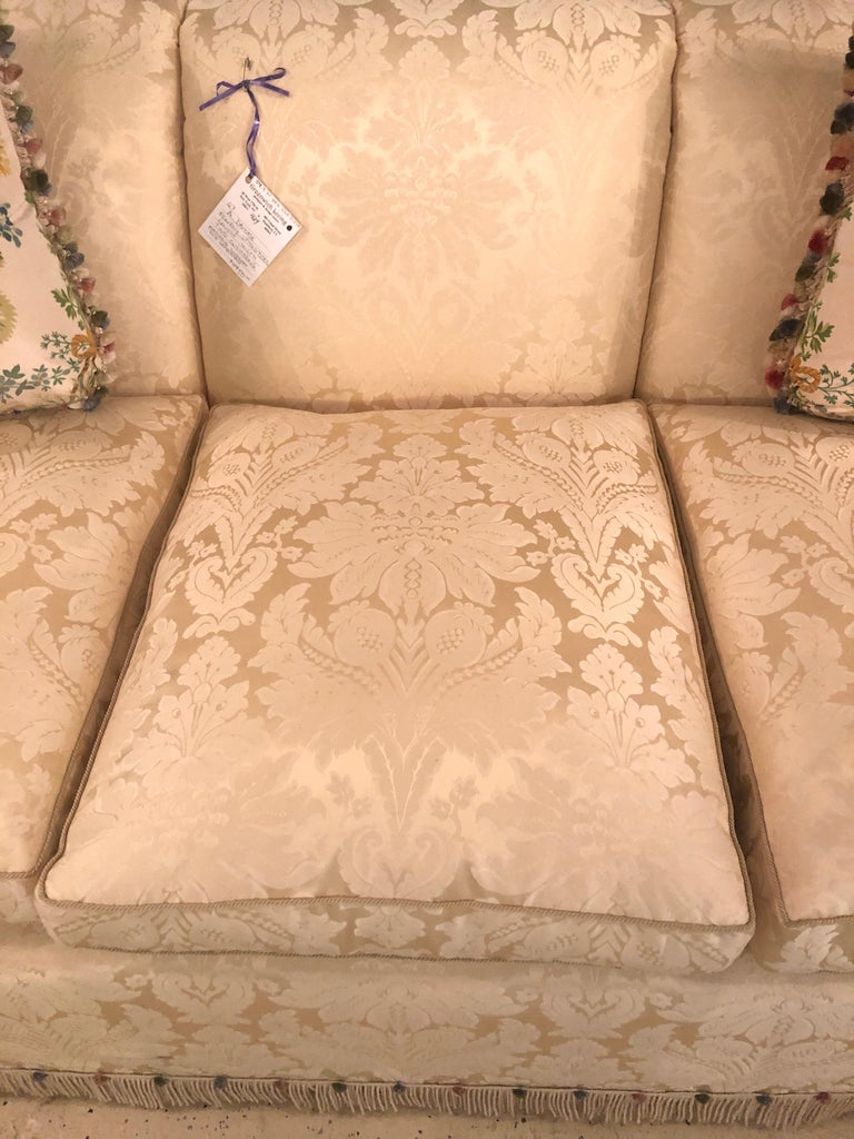Damask Finely Upholstered Couch or Sofa Having Two Custom Cushions at ...