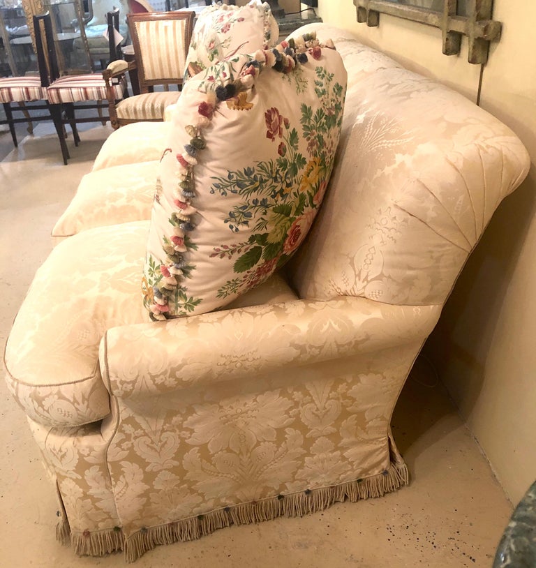 Damask Finely Upholstered Couch or Sofa Having Two Custom Cushions at ...