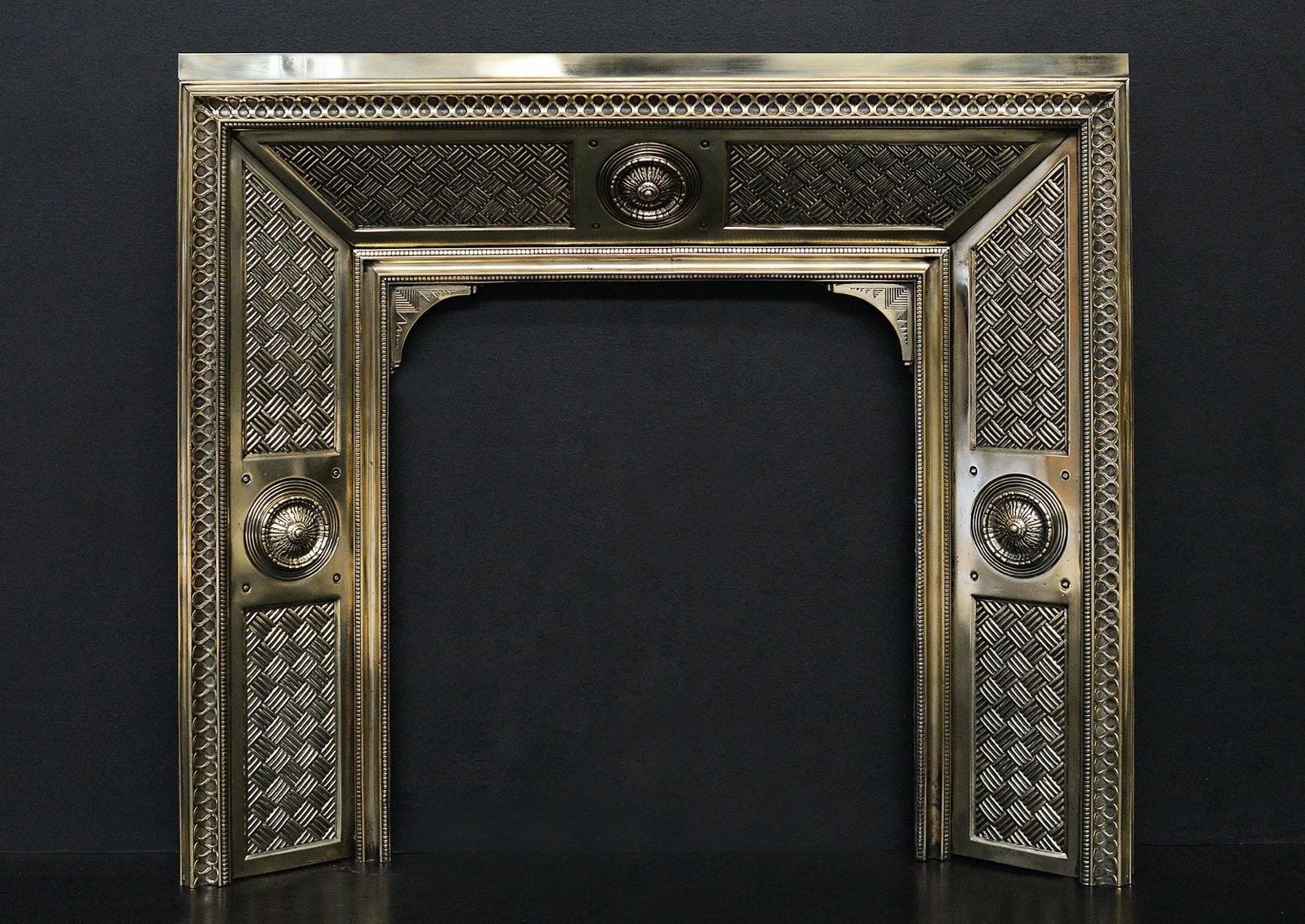 Decorative Brass Fireplace Insert with Large Rosettes to Centre at 1stDibs
