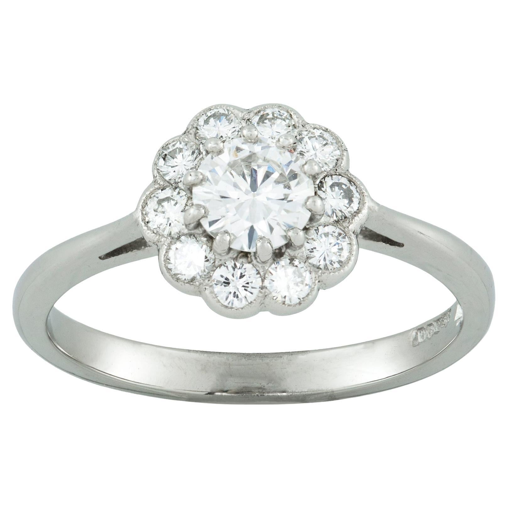 A Diamond Flower Motif Cluster Ring For Sale at 1stDibs