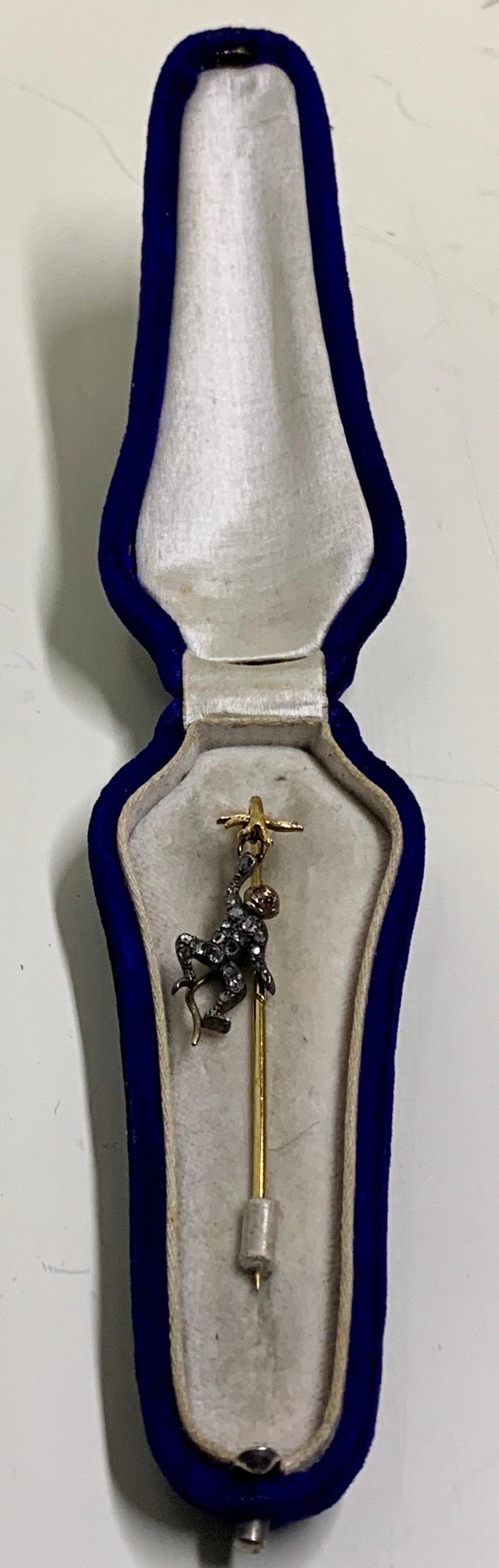 Diamond Novelty Monkey Stick Pin Circa 19th Century For Sale at 1stDibs
