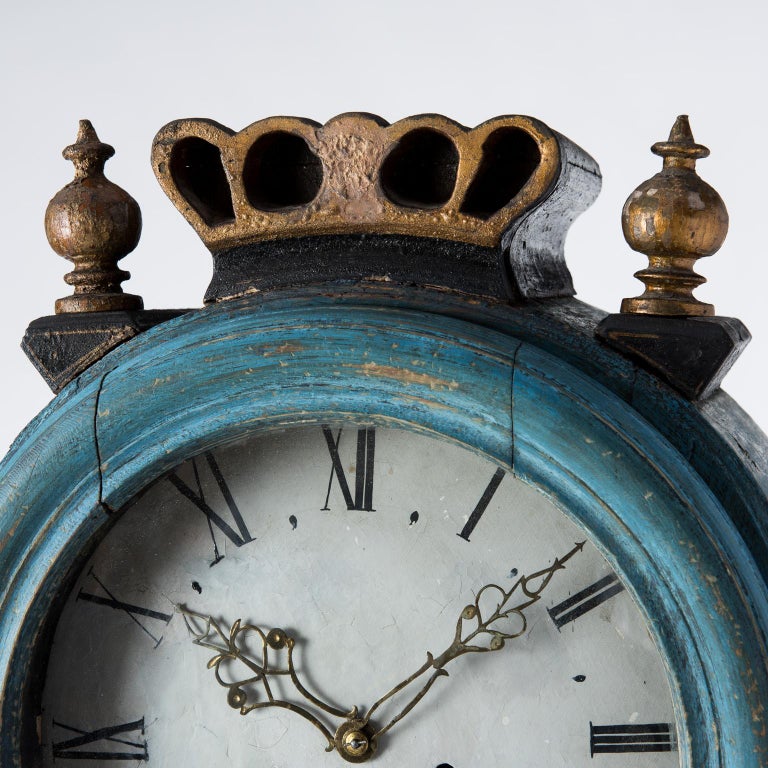 Diminutive Swedish Mora Clock with Crown Dated 1863 For Sale at 1stDibs