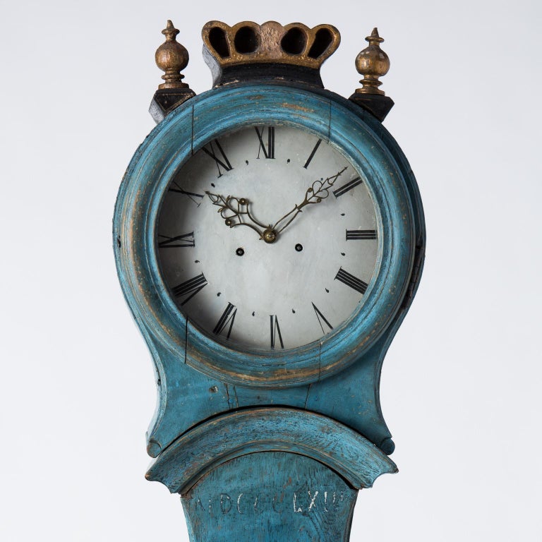 Diminutive Swedish Mora Clock with Crown Dated 1863 For Sale at 1stDibs