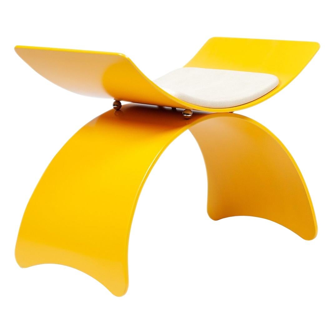 Hand-Forged Mirrored Bronze "Tweezer Leg" Italian Leather Bench by ...