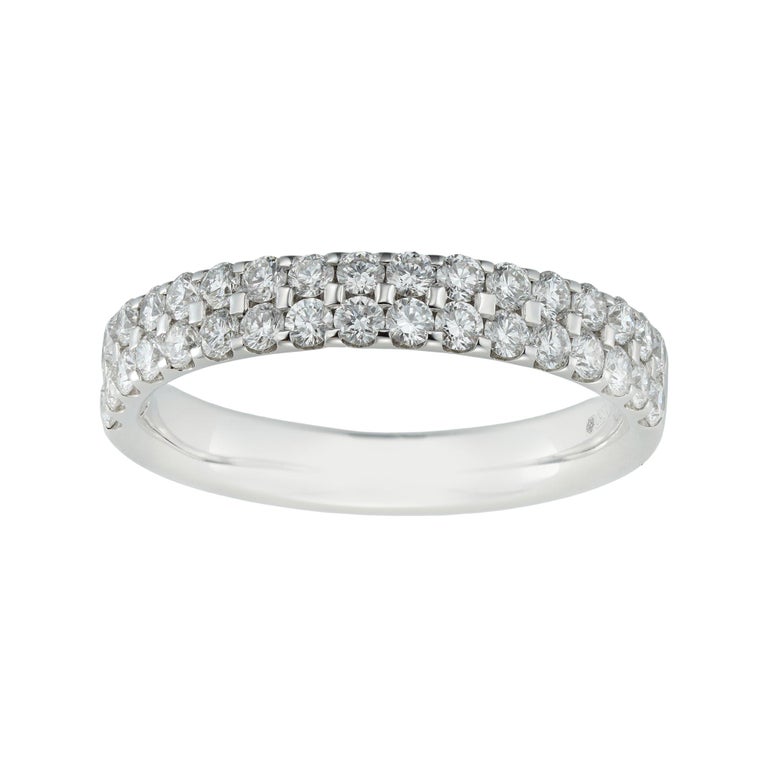 Double-Row Diamond Half Eternity Ring For Sale at 1stDibs