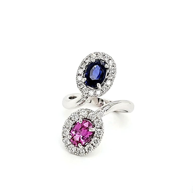 Dual Coloured Ring of Blue and Pink Sapphire Intertwined Together For ...