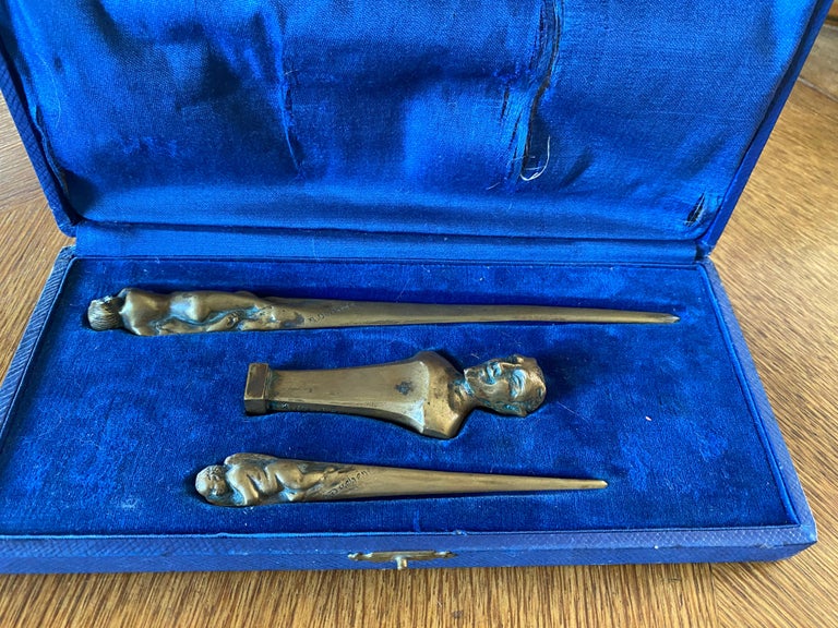 A. Duchene Art Nouveau Set in Gilded Bronze Signed A.Duchène circa 1900 ...