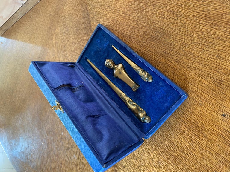 A. Duchene Art Nouveau Set in Gilded Bronze Signed A.Duchène circa 1900 ...