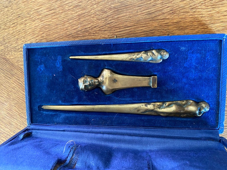 A. Duchene Art Nouveau Set in Gilded Bronze Signed A.Duchène circa 1900 ...