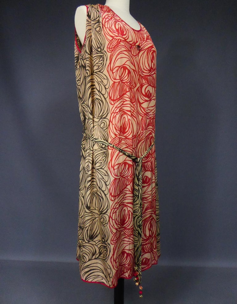 A Dufy/Poiret Printed Silk Pongee Couture Dress For Atelier Martine ...