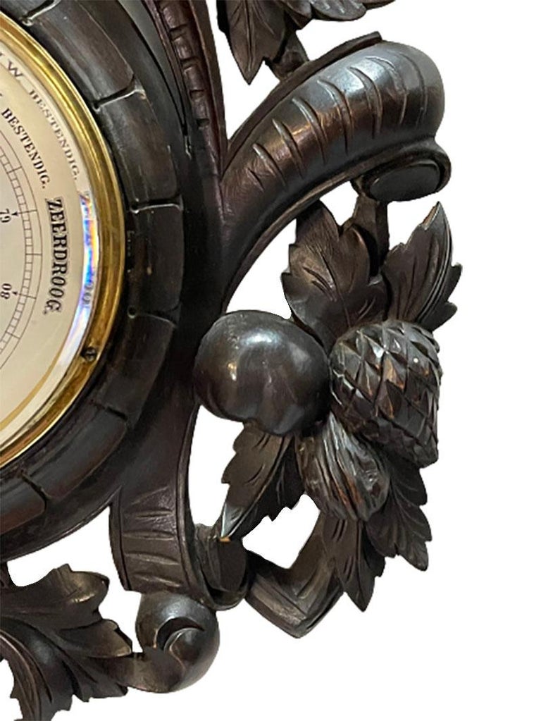 Dutch 19th Century Carved Wooden Barometer For Sale at 1stDibs