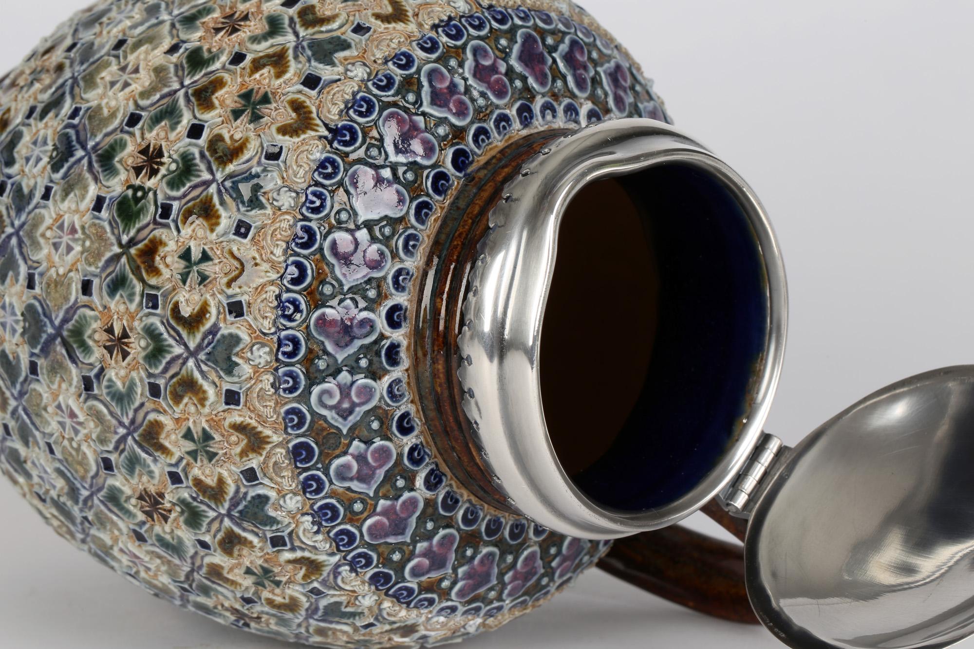 A E Eckenstein For Doulton Lambeth Silver Mounted Gothic Design ...