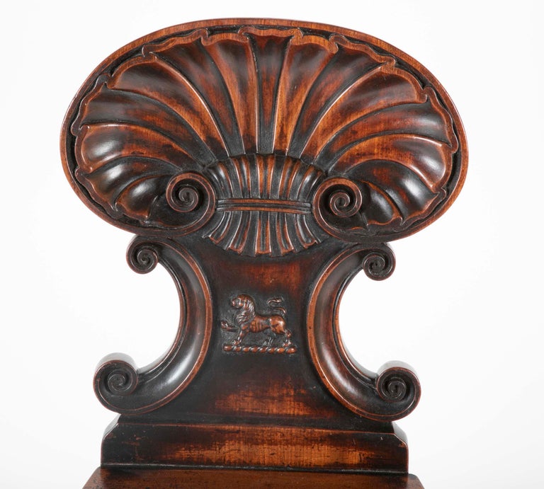 Early 19th Century Georgian Shell Back Hall Chair with Lion Carving at ...