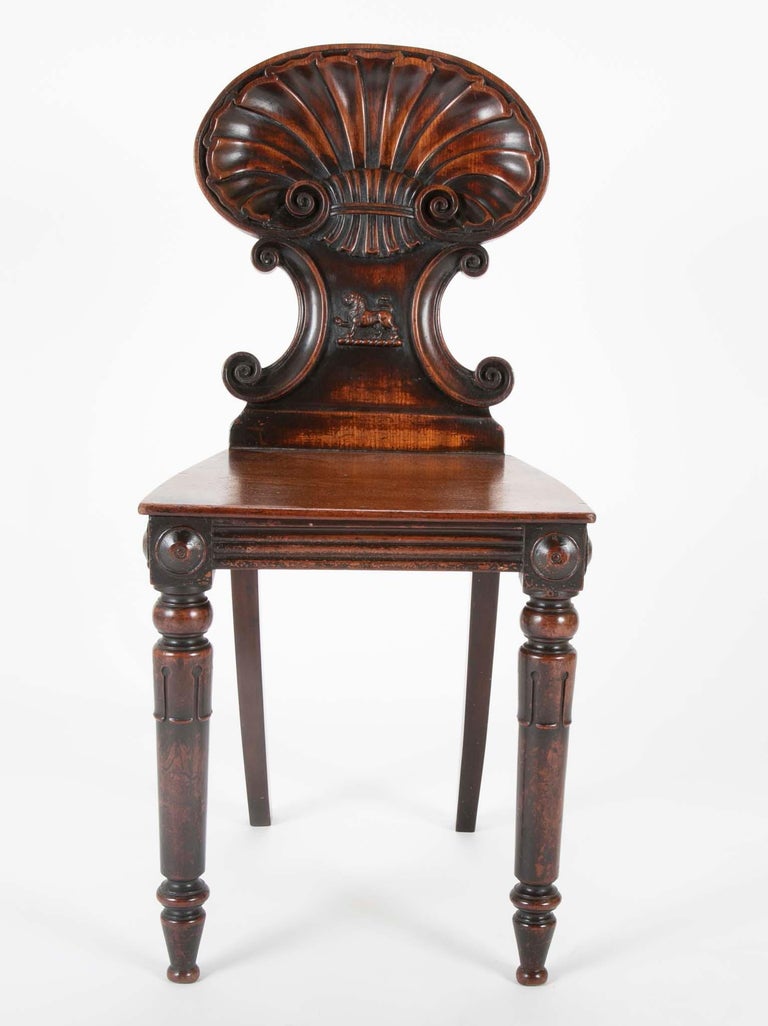 Early 19th Century Georgian Shell Back Hall Chair with Lion Carving at ...