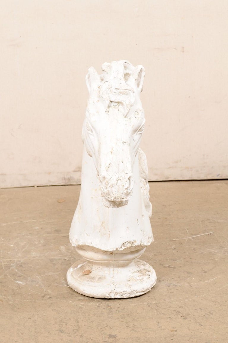 European Plaster Horse Head with Wavy Mane and Lovely Aged Patina For ...
