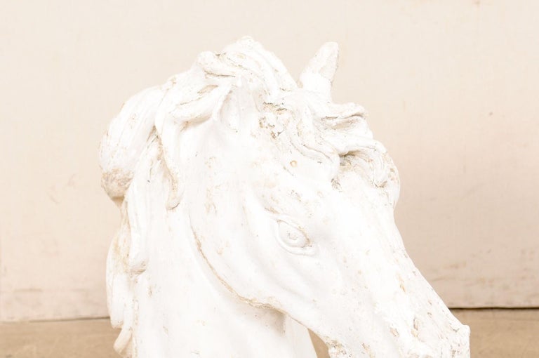 European Plaster Horse Head with Wavy Mane and Lovely Aged Patina For ...