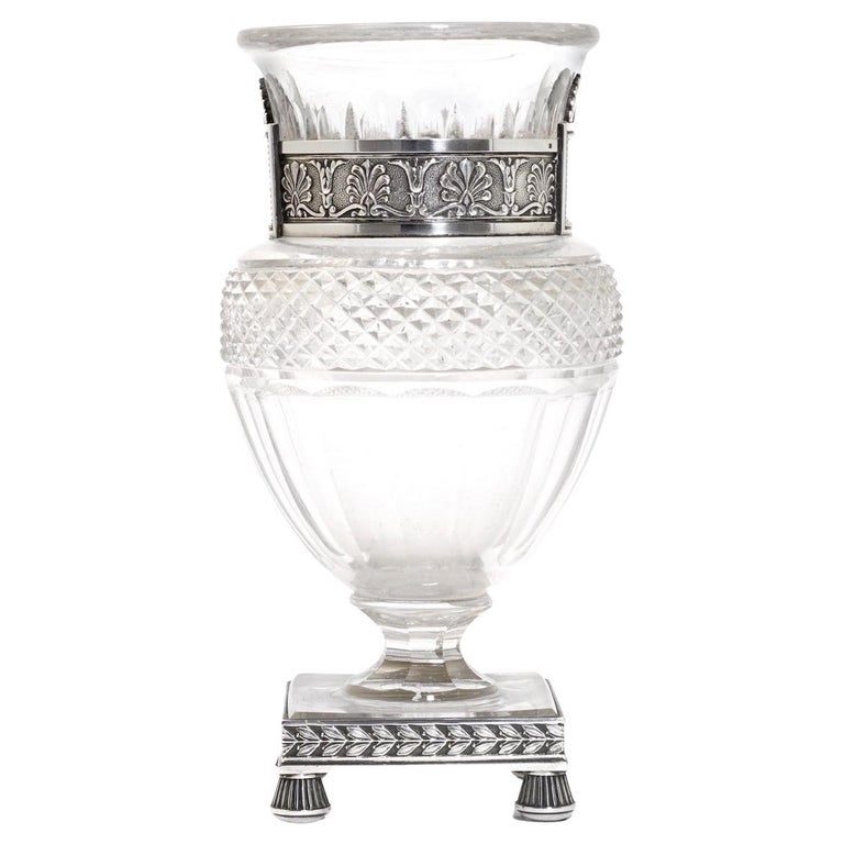 Fabergé Silver-Mounted Cut-Glass Vase For Sale at 1stDibs