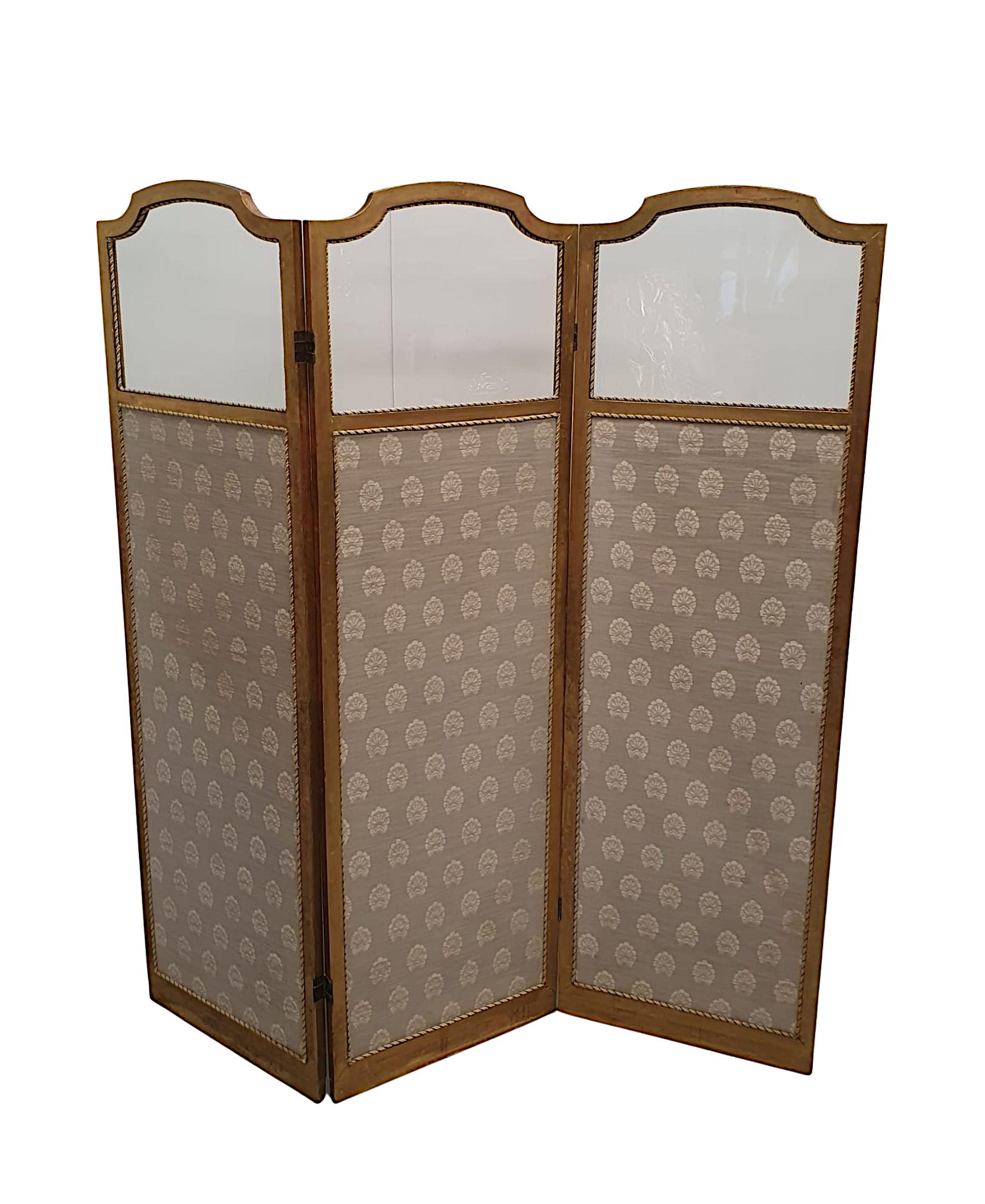A Fabulous 19th Century Giltwood Framed Three Panel Room Dividing ...