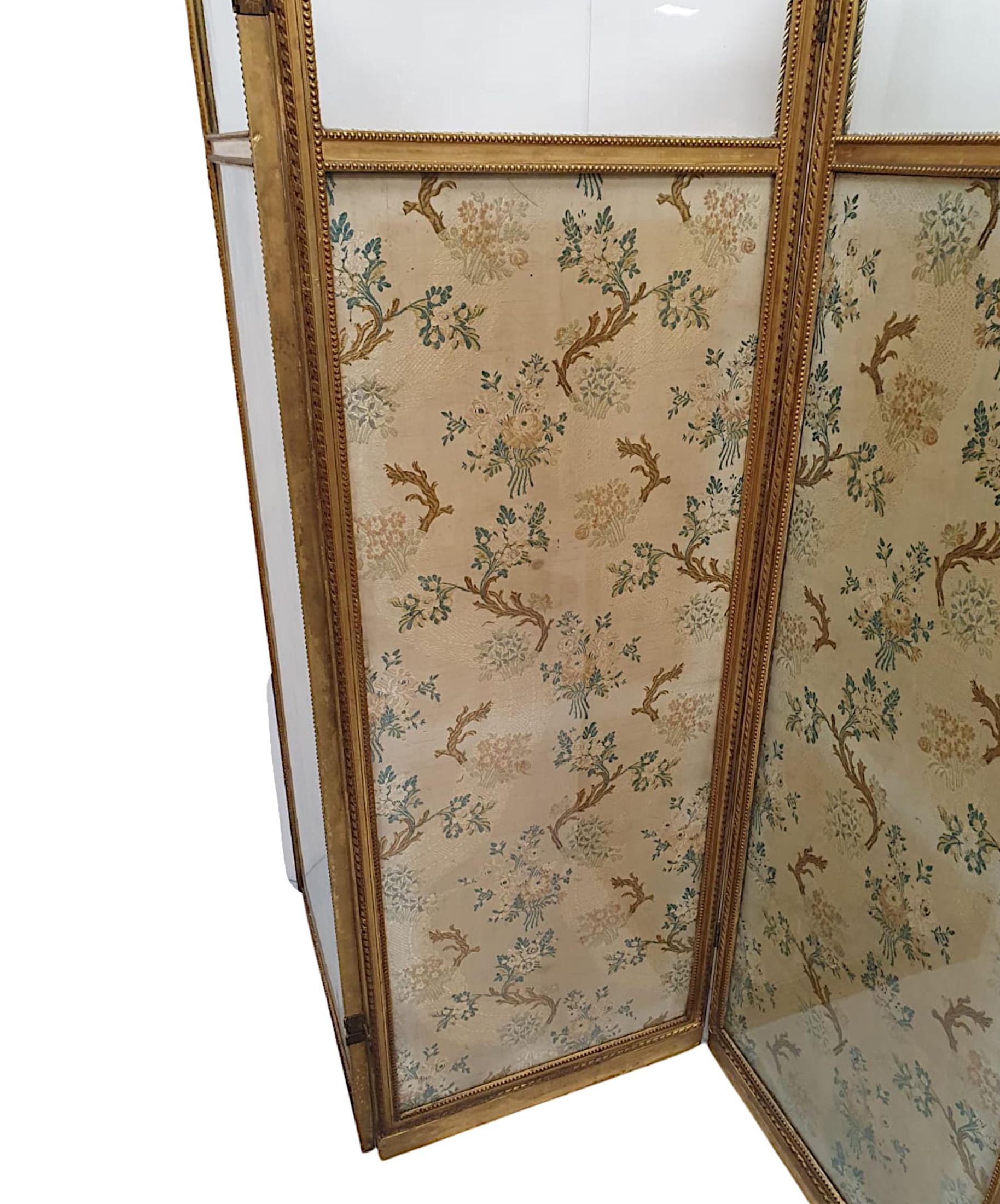 A Fabulous 19th Century Giltwood Framed Three Panel Room Dividing Screen For Sale At 1stdibs
