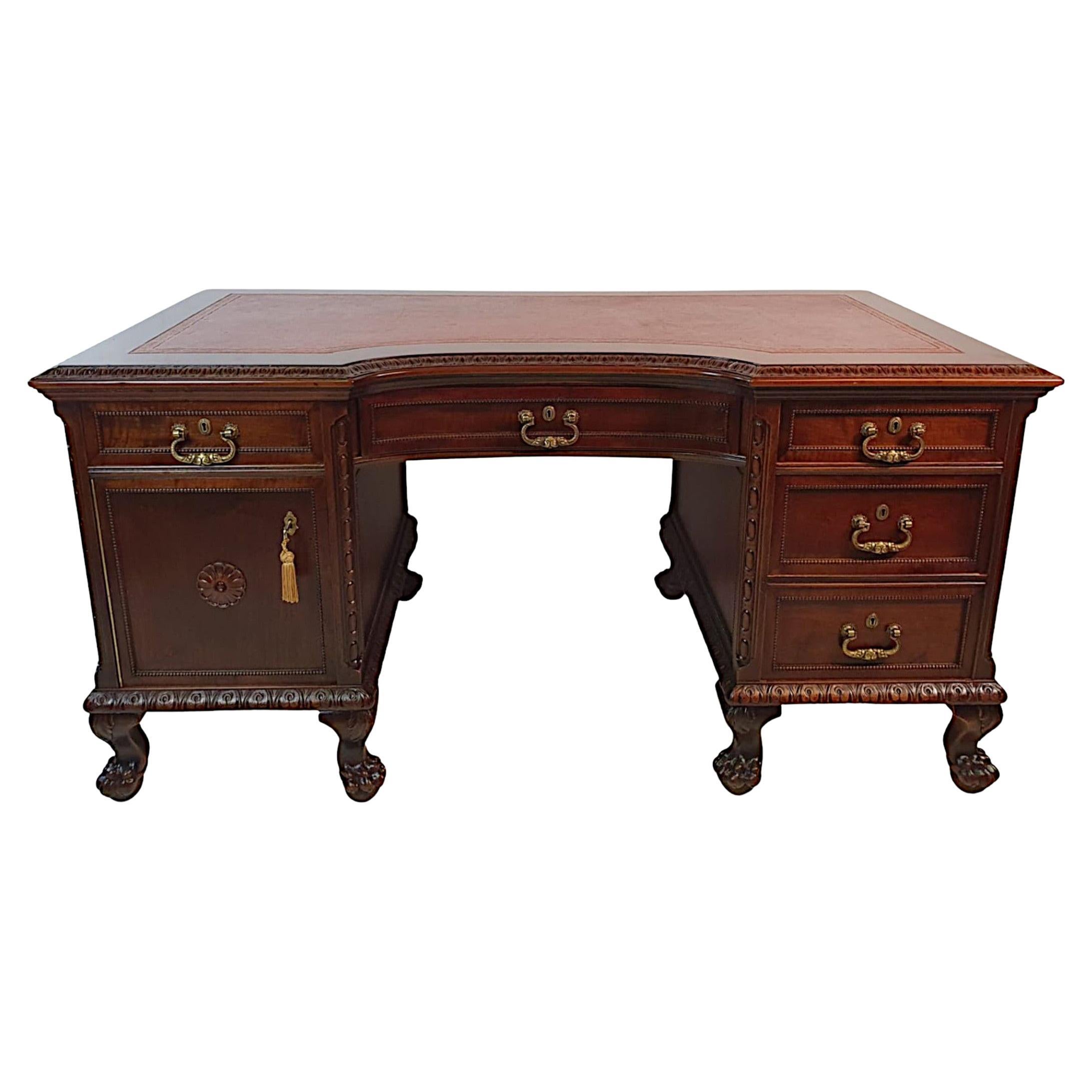Early 20th Century beech wood desk with two drawers, cross strecher at ...