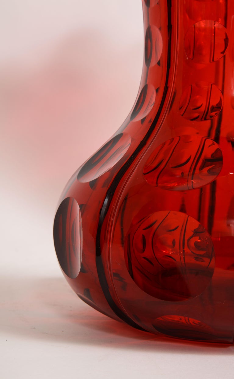 Fantastic Pair 19th C. French Baccarat Ruby Red Crystal Vases W ...