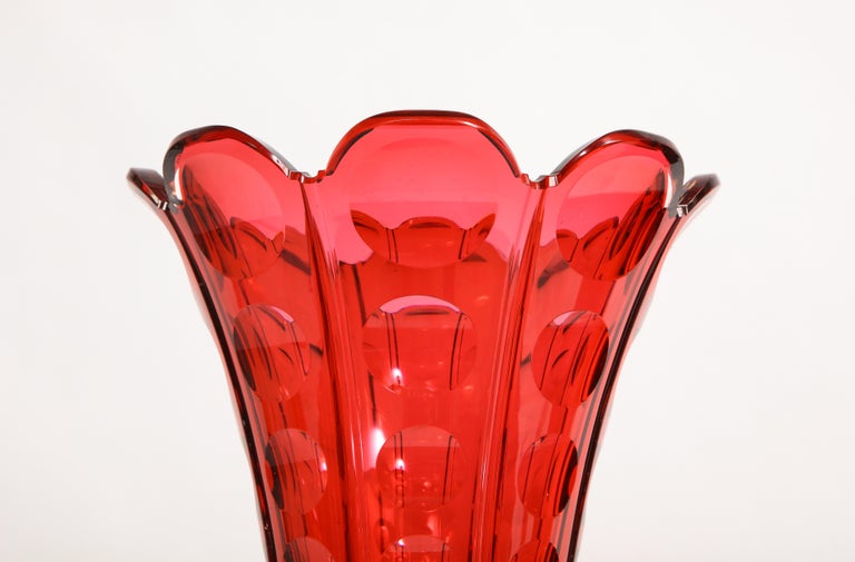 Fantastic Pair 19th C. French Baccarat Ruby Red Crystal Vases W ...