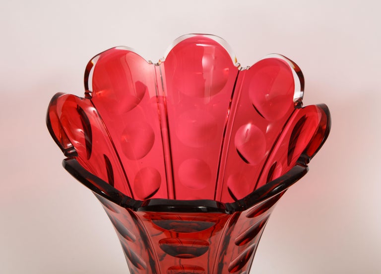 Fantastic Pair 19th C. French Baccarat Ruby Red Crystal Vases W ...